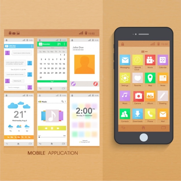 Premium Vector | Mobile app with several screens Premium Vector | Mobile app with several screens