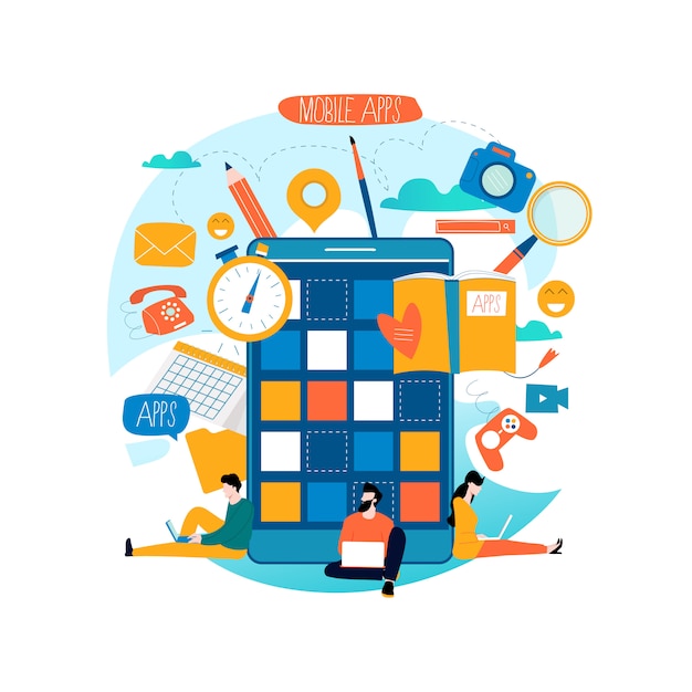 Premium Vector | Mobile application development process Premium Vector | Mobile application development process