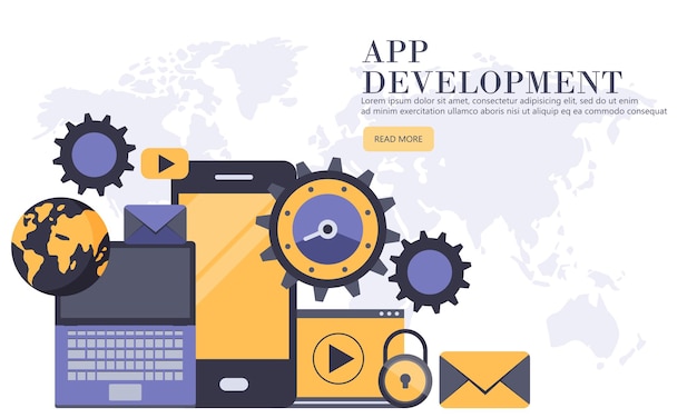 Premium Vector | Mobile application and mobile app development banner Premium Vector | Mobile application and mobile app development banner