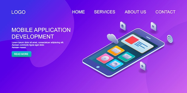 Premium Vector | Mobile application Premium Vector | Mobile application