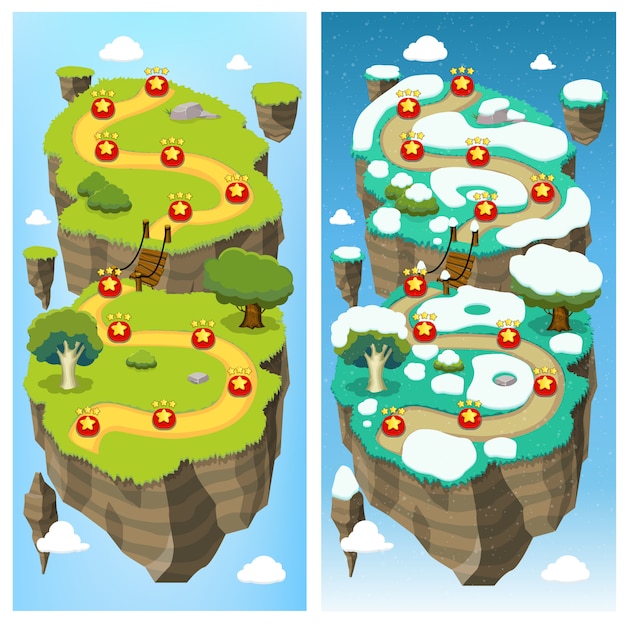 Premium Vector | Mobile game level map concept Premium Vector | Mobile game level map concept