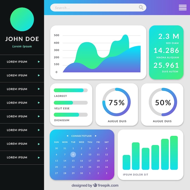 Modern dashboard admin panel with gradient style | Free Vector Modern dashboard admin panel with gradient style | Free Vector