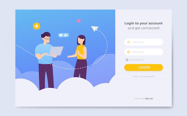 Premium Vector | Modern flat website login page templates Premium Vector | Modern flat website login page templates