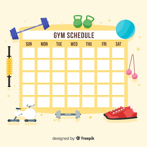 Free Vector | Modern gym schedule template with flat design Free Vector | Modern gym schedule template with flat design