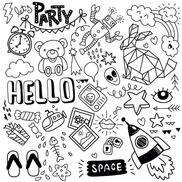 Premium Vector Modern Hand Drawn Doodle Set