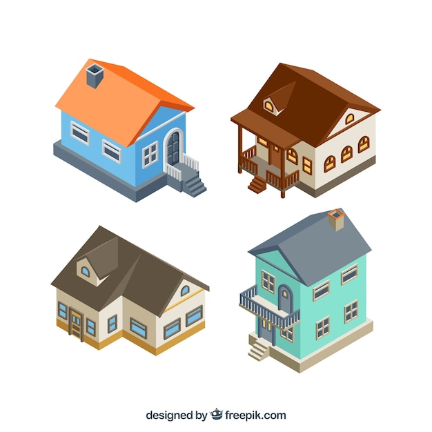 Free Vector | Modern isometric house collection Free Vector | Modern isometric house collection