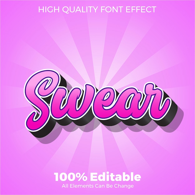 Premium Vector Modern Simple Pink Script Text Style Editable Font Effect