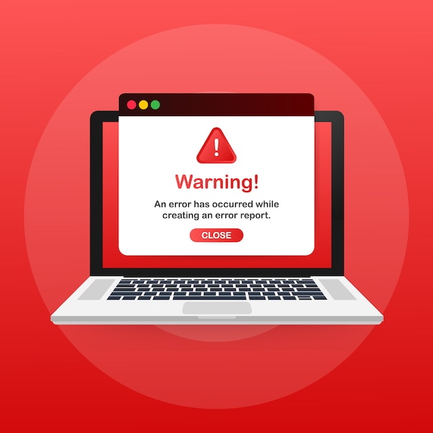 Premium Vector | Modern warning pop up with flat design on red template Premium Vector | Modern warning pop up with flat design on red template