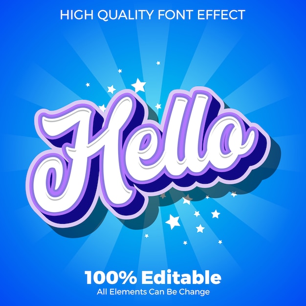 Premium Vector Modern Young Hello Script Text Style Editable Font Effect