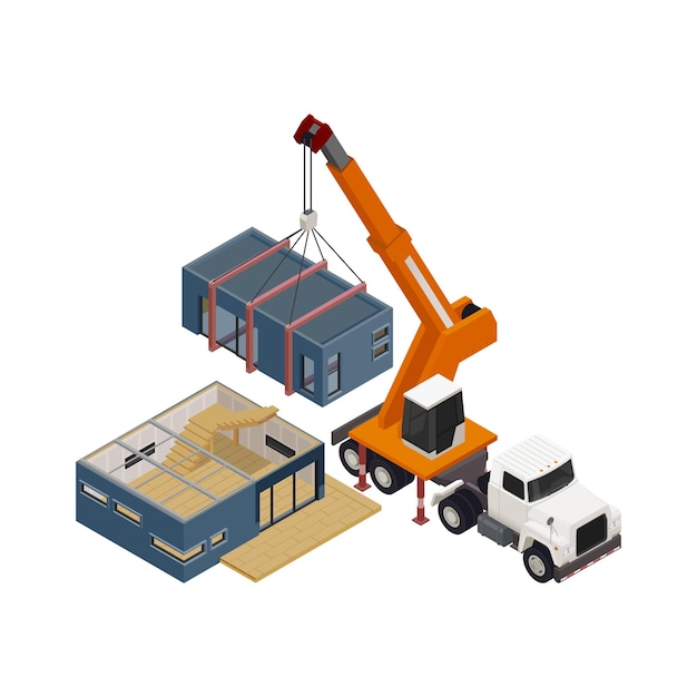Premium Vector | Modular frame building isometric composition with ... Premium Vector | Modular frame building isometric composition with ...