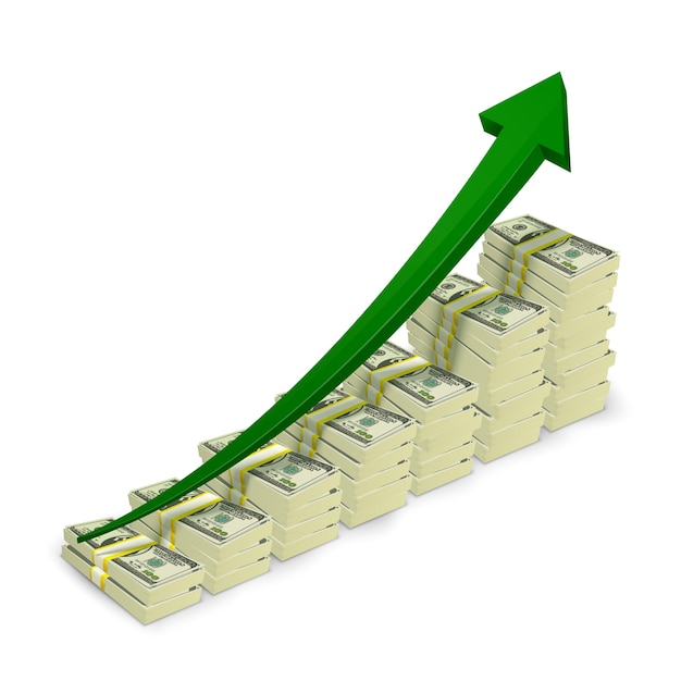 Premium Vector | Money banknotes stacks rising graph Premium Vector | Money banknotes stacks rising graph