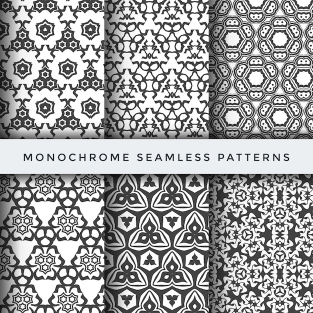 Premium Vector | Monochrome abstract seamless pattern set Premium Vector | Monochrome abstract seamless pattern set