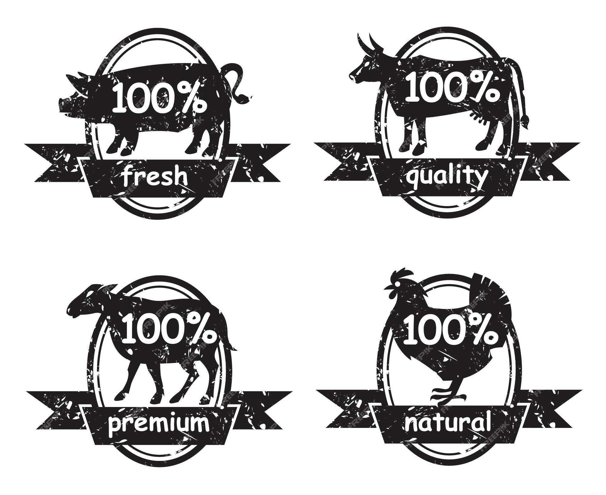 Premium Vector | Monochrome set of butcher shop labels Premium Vector | Monochrome set of butcher shop labels