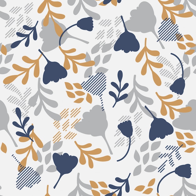 Premium Vector | Monotone floral seamless pattern design Premium Vector | Monotone floral seamless pattern design