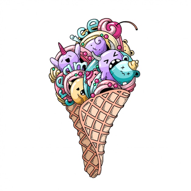 Premium Vector | Monster ice cream. Premium Vector | Monster ice cream.