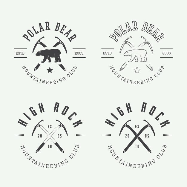 Mountaineering logo set Vector | Premium Download Mountaineering logo set Vector | Premium Download
