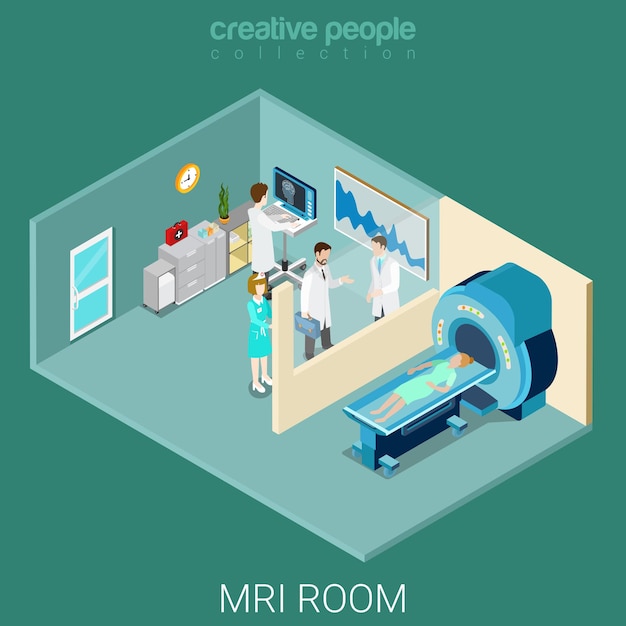Premium Vector | Mri mrt room flat isometric Premium Vector | Mri mrt room flat isometric