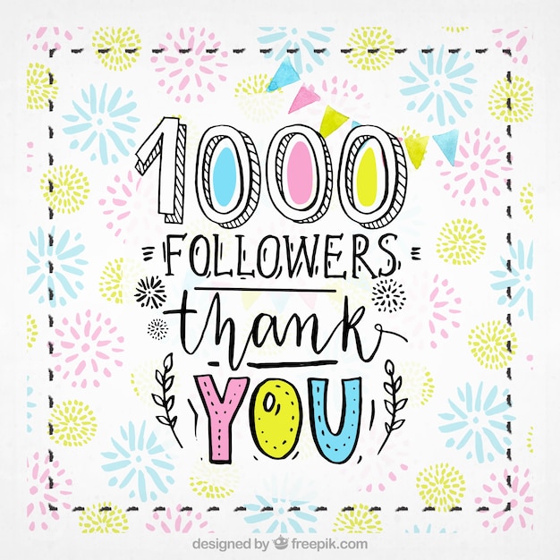 Multicolor 1000 followers background Vector | Free Download Multicolor 1000 followers background Vector | Free Download