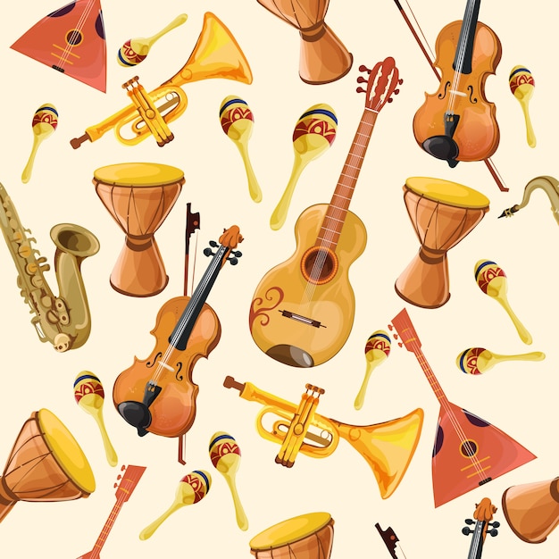 Premium Vector | Music instruments seamless pattern Premium Vector | Music instruments seamless pattern