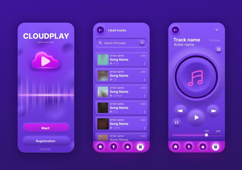Premium Vector | Neomorphic music player interface, ui app screen ... Premium Vector | Neomorphic music player interface, ui app screen ...