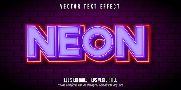 Premium Vector | Neon text, purple neon style editable text effect Premium Vector | Neon text, purple neon style editable text effect