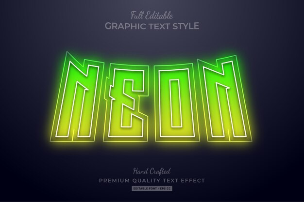 Premium Vector | Neon yellow green editable text effect Premium Vector | Neon yellow green editable text effect