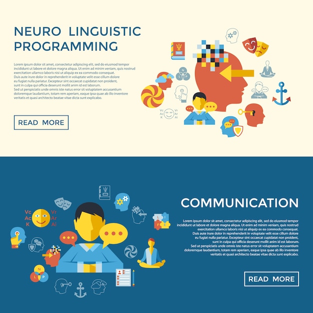 Premium Vector | Neuro linguistic programming icons collection Premium Vector | Neuro linguistic programming icons collection