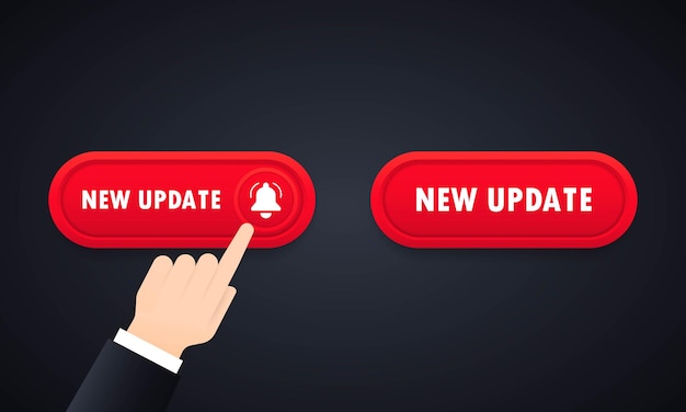 Premium Vector | New update button with hand clicking. hand push the ...