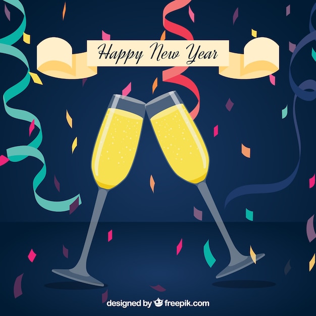 Free Vector | New year background with toast Free Vector | New year background with toast