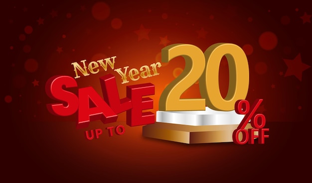 Premium Vector | New year sale offer 3d text with 20 percent discount Premium Vector | New year sale offer 3d text with 20 percent discount