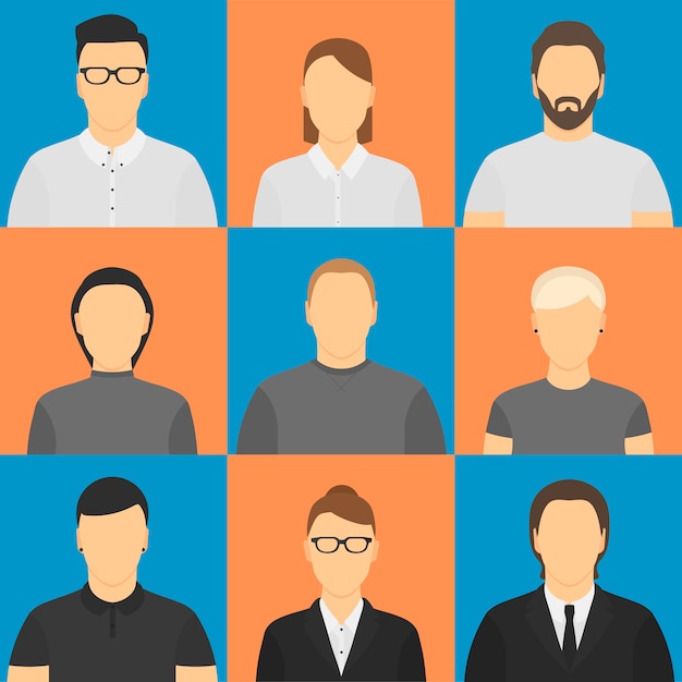 Premium Vector | Nine human avatars. Premium Vector | Nine human avatars.