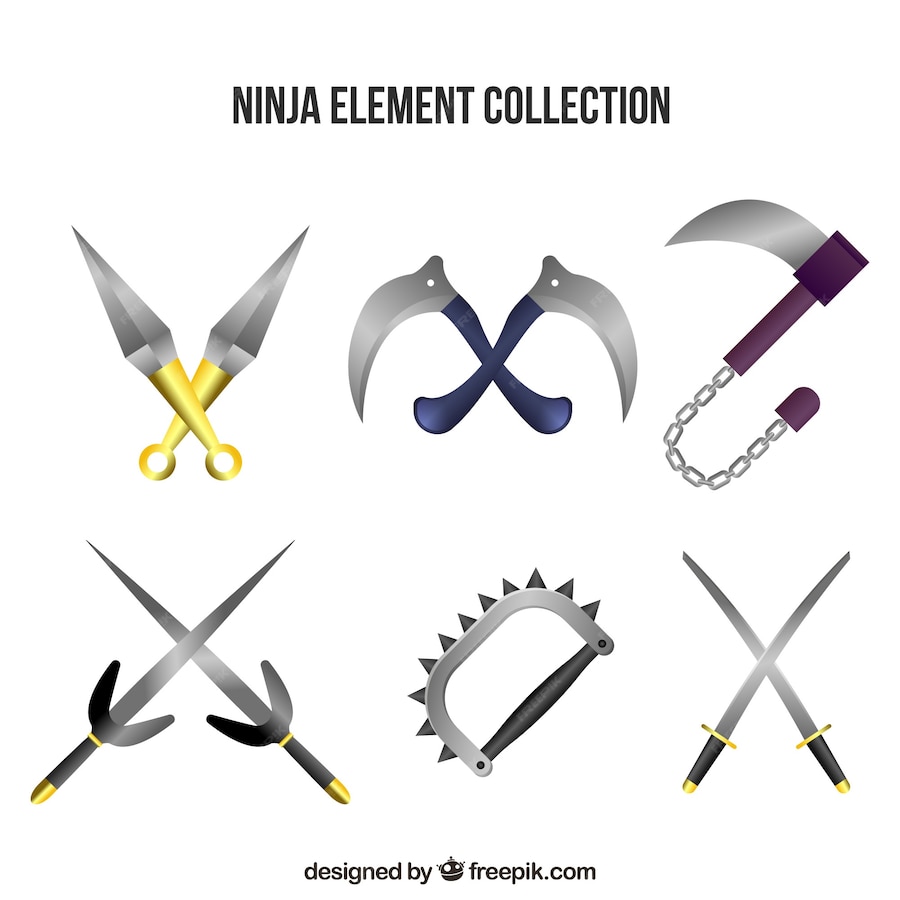 Free Vector | Ninja elements collection in realistic style Free Vector | Ninja elements collection in realistic style
