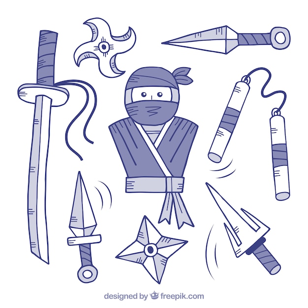 Free Vector | Ninja elements collection Free Vector | Ninja elements collection