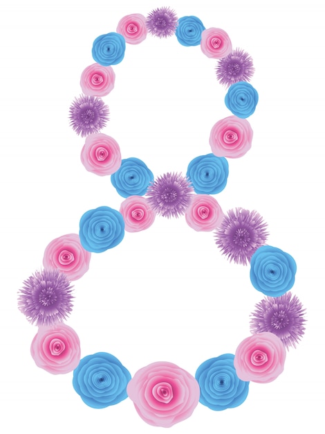 Premium Vector Number 8 Made From Flowers