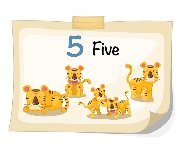 Premium Vector | Number five tiger vector Premium Vector | Number five tiger vector