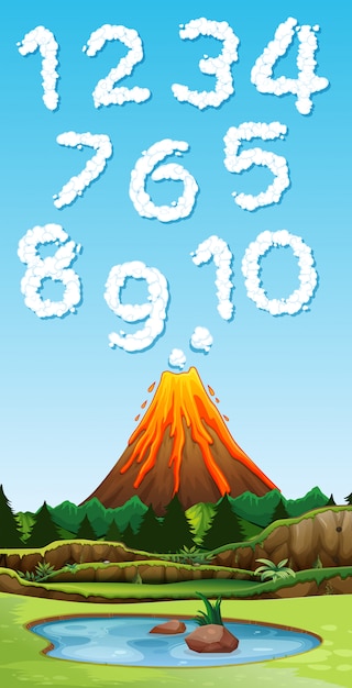 Premium Vector | Number font from volcano smoke Premium Vector | Number font from volcano smoke