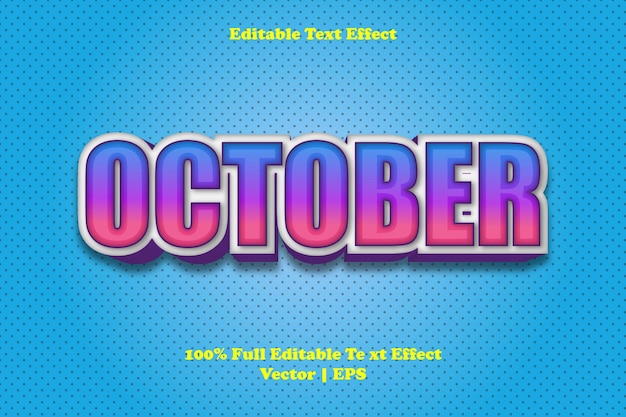 Premium Vector | October editable text effect Premium Vector | October editable text effect