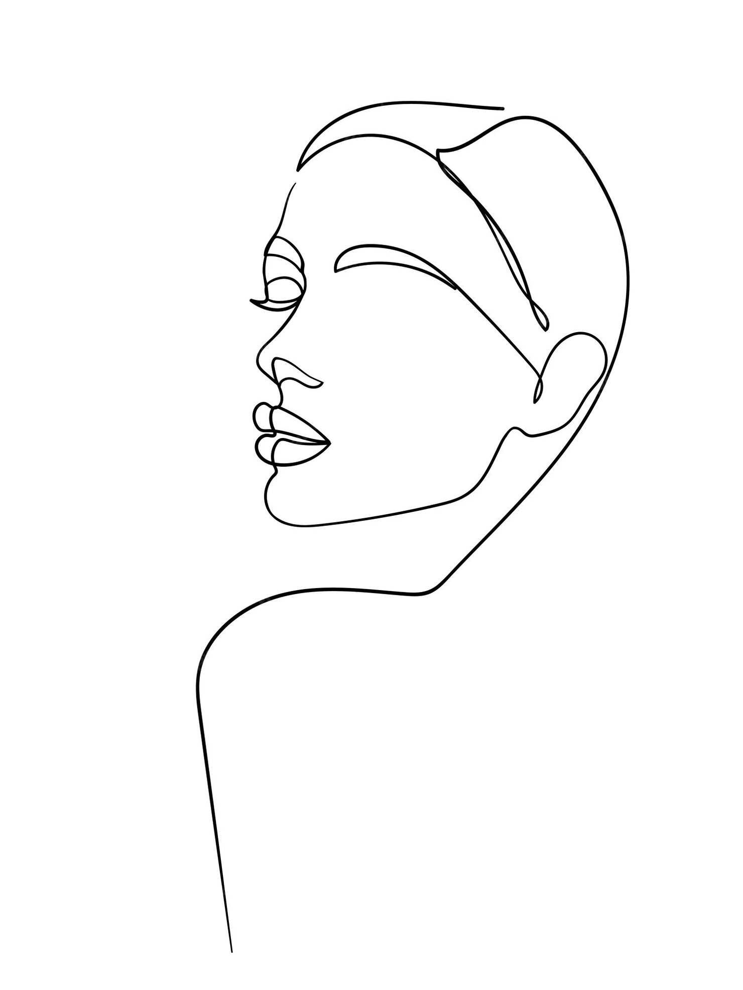 Premium Vector One Line Drawing Face Abstract Woman Portrait Modern