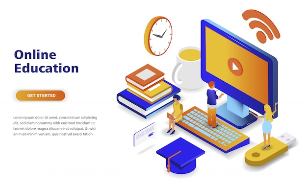 Premium Vector | Online education modern flat design isometric concept Premium Vector | Online education modern flat design isometric concept
