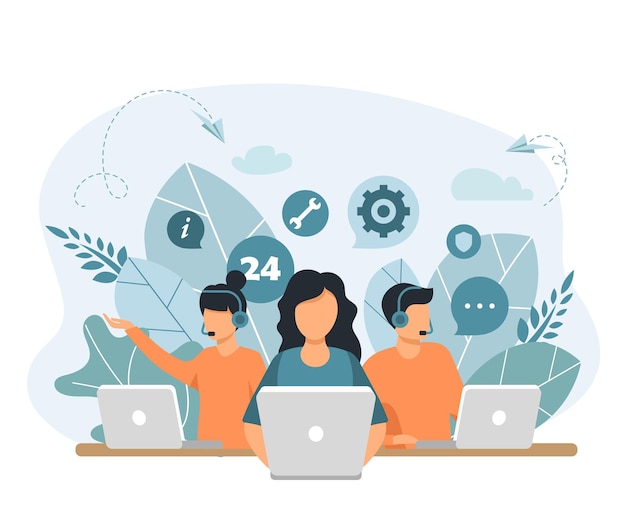 Premium Vector | Online global technical support Premium Vector | Online global technical support