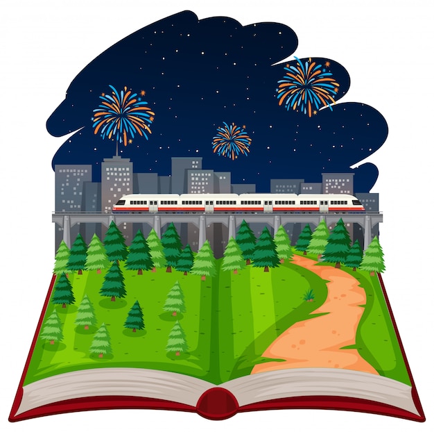 Premium Vector | Open book firework theme Premium Vector | Open book firework theme
