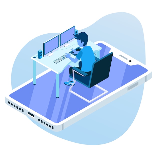 Premium Vector | Operating the devices Premium Vector | Operating the devices