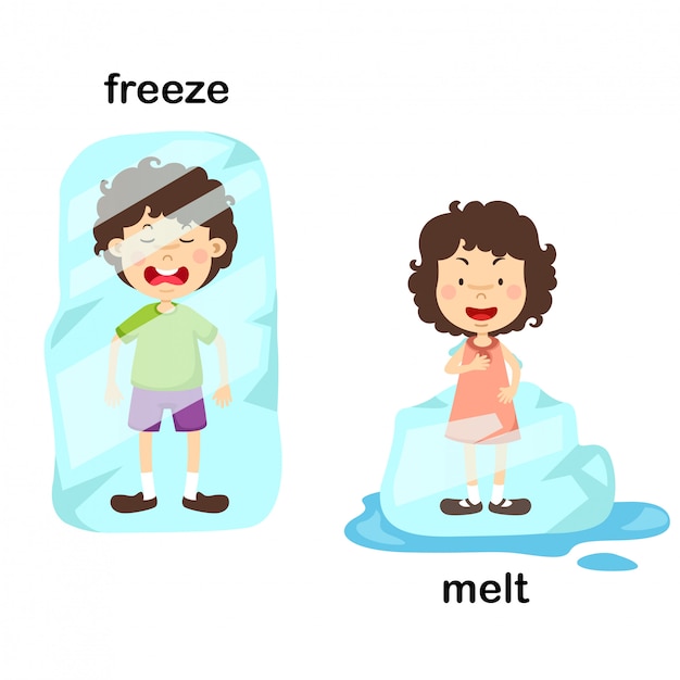 Opposite freeze and melt vector illustration | Premium Vector Opposite freeze and melt vector illustration | Premium Vector