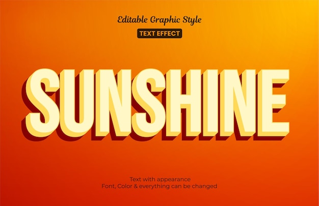 Premium Vector | Orange sunshine, editable text style effect Premium Vector | Orange sunshine, editable text style effect
