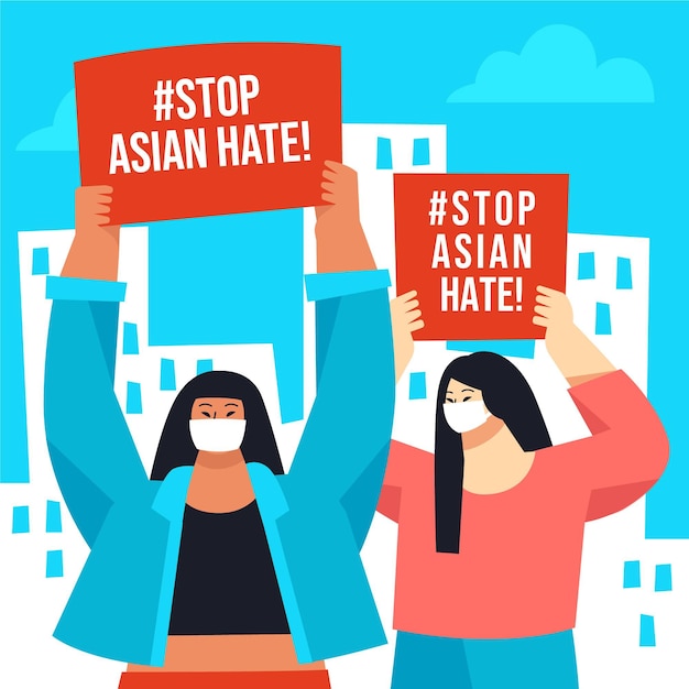 Free Vector Organic Flat Stop Asian Hate Message Illustrated