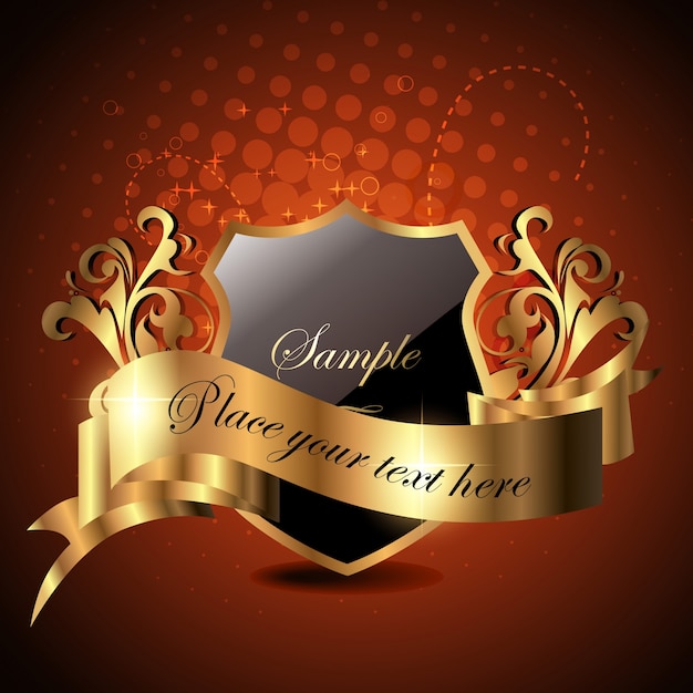 Free Vector Ornamental Shield With Ribbon