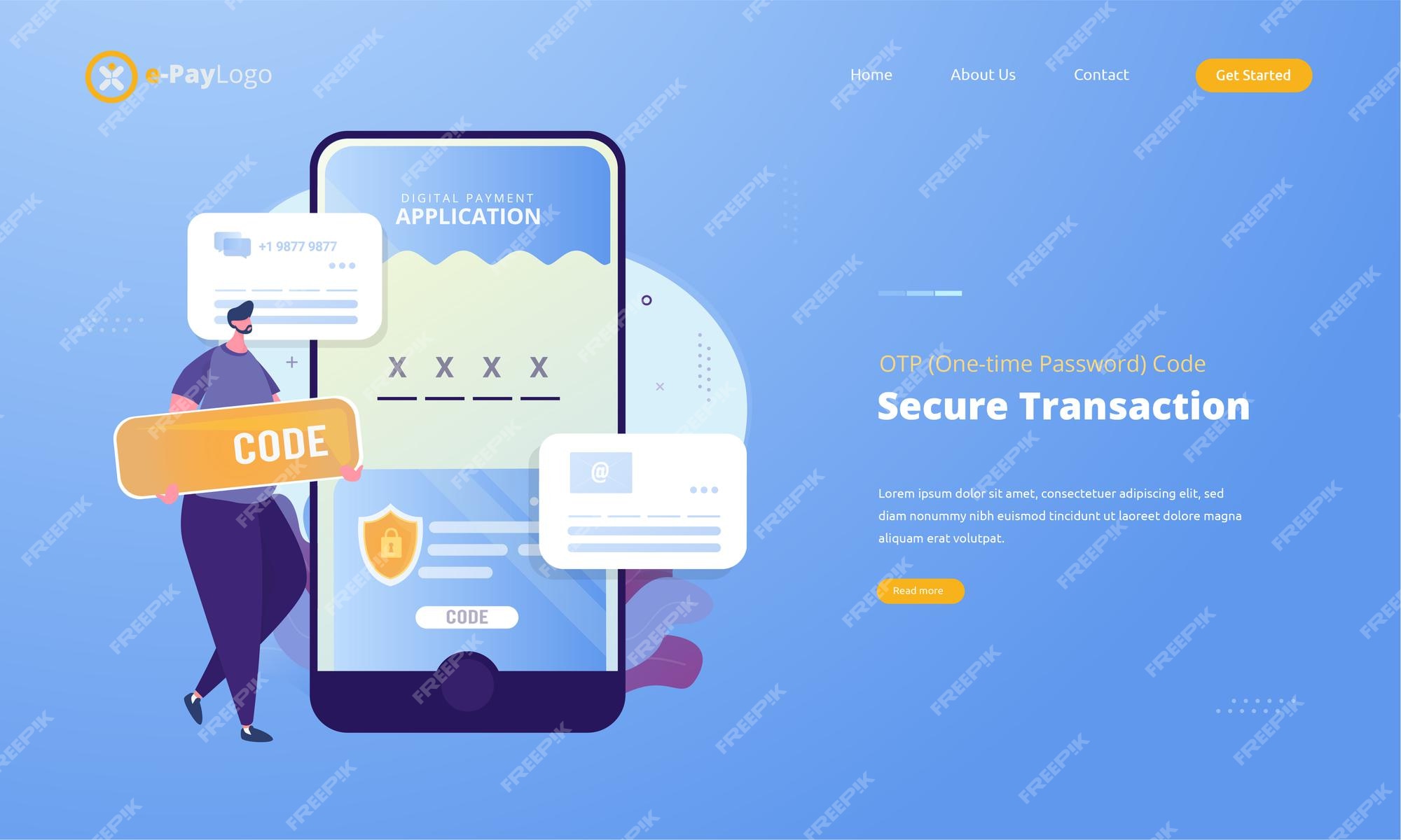 Premium Vector | Otp or one-time password for secure transaction on ... Premium Vector | Otp or one-time password for secure transaction on ...