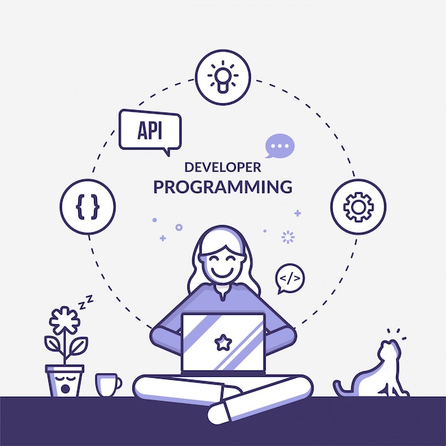 Premium Vector | Outline software development illustration Premium Vector | Outline software development illustration