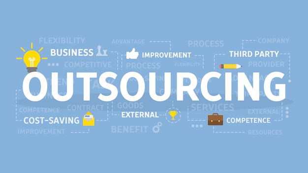 Premium Vector | Outsourcing concept illustration. Premium Vector | Outsourcing concept illustration.
