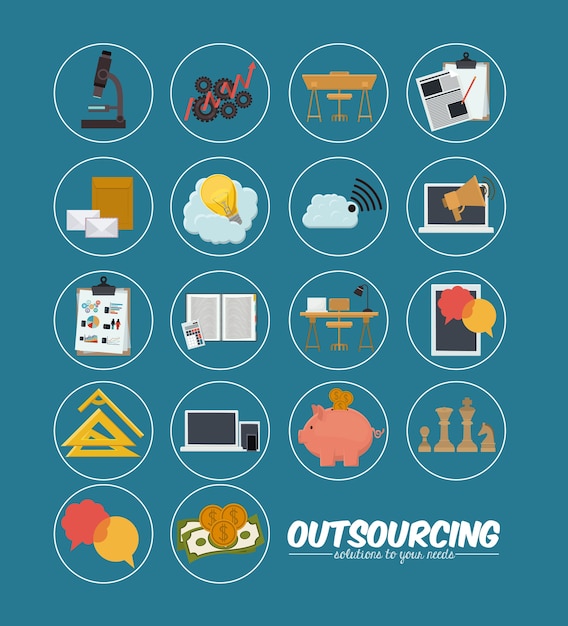 Premium Vector | Outsourcing digital design Premium Vector | Outsourcing digital design